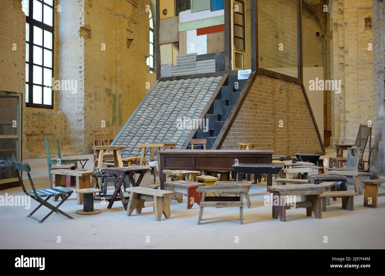 installation set in the exhibition hall. Arsenale 2012. Kyiv, Ukraine ...