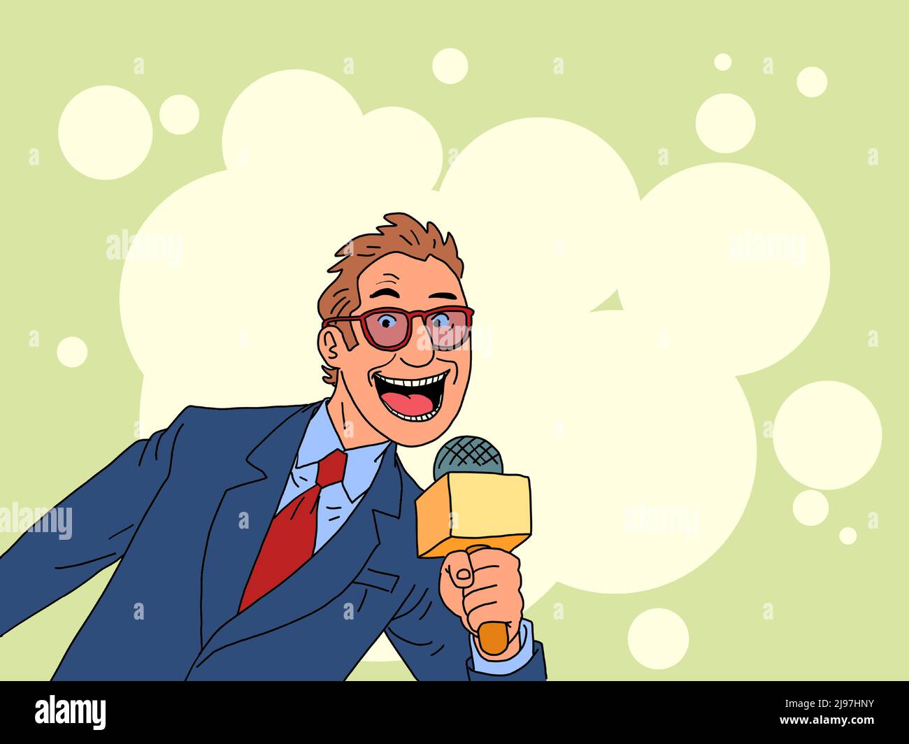 Man holding mic standing Stock Vector Images - Alamy