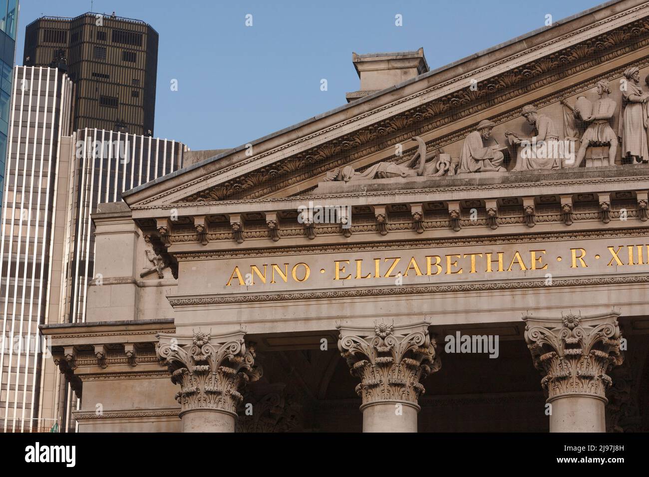 Details of the portico and Corinthian columns of the Royal Exchange ...
