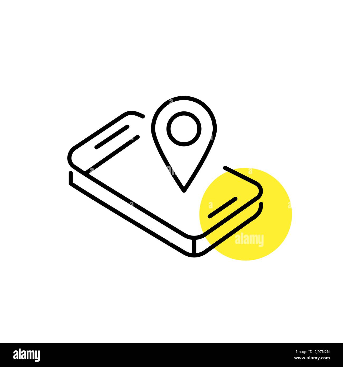 Location tracking using a smartphone app. Pixel perfect line art icon ...