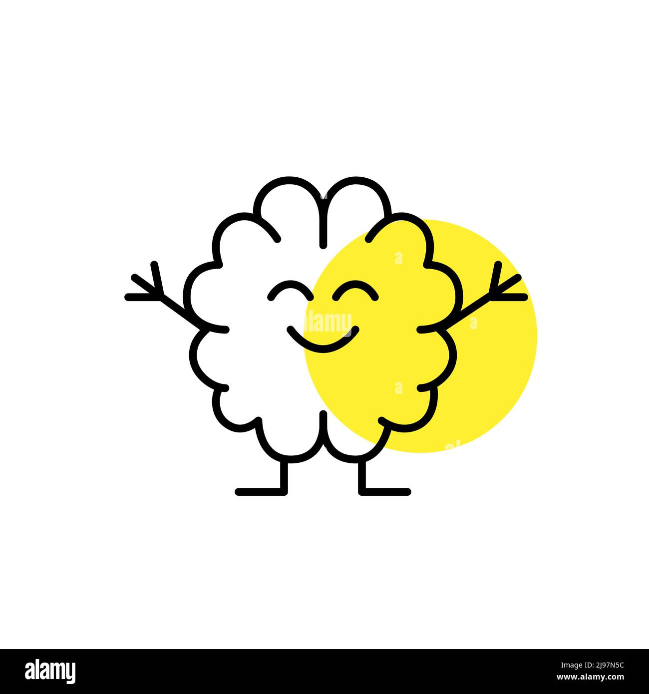 Happy brain giving a hug. Pixel perfect, editable stroke line art icon ...