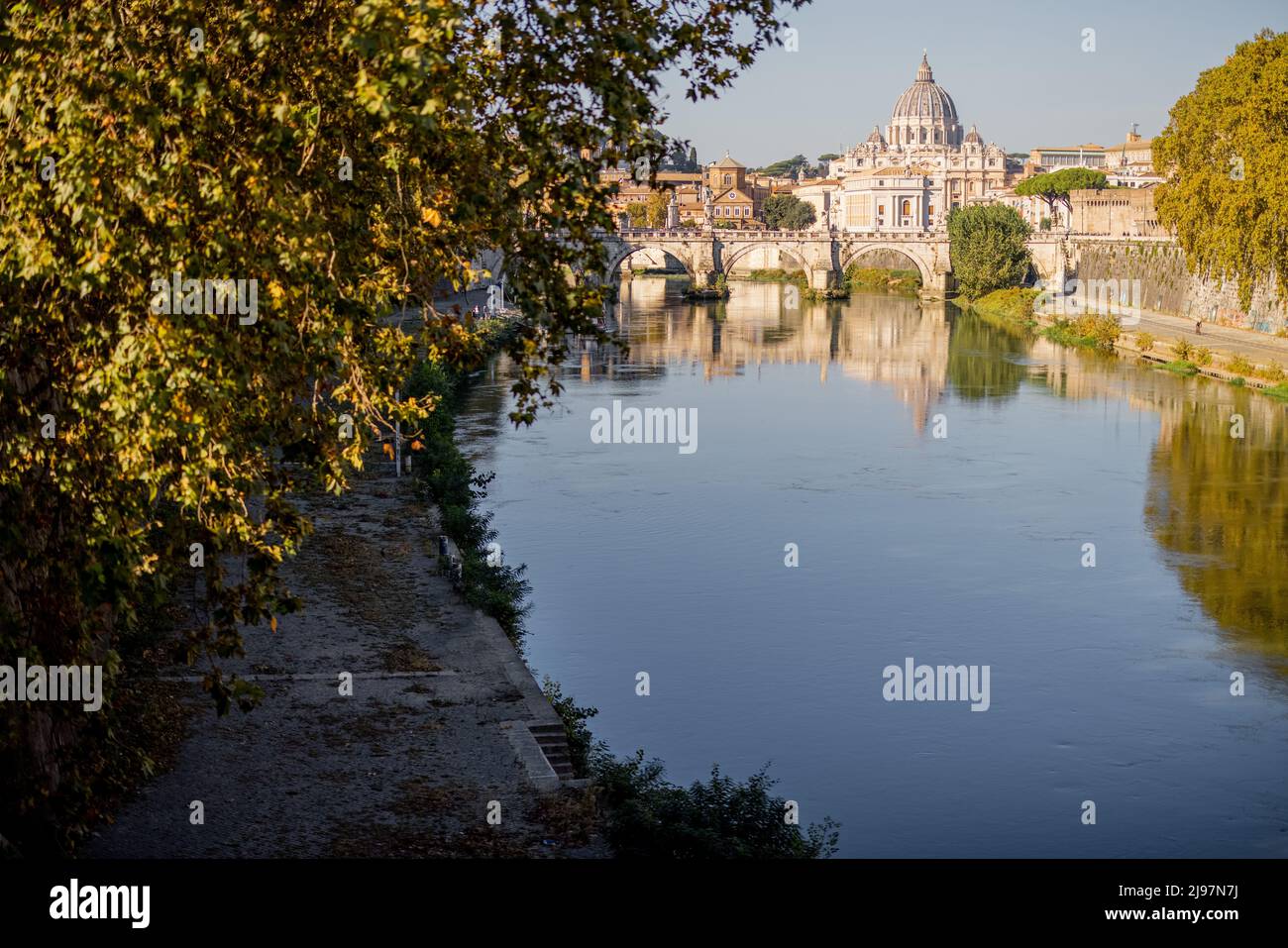 Landscape of Tiber river at sunny morning in Rome Stock Photo - Alamy