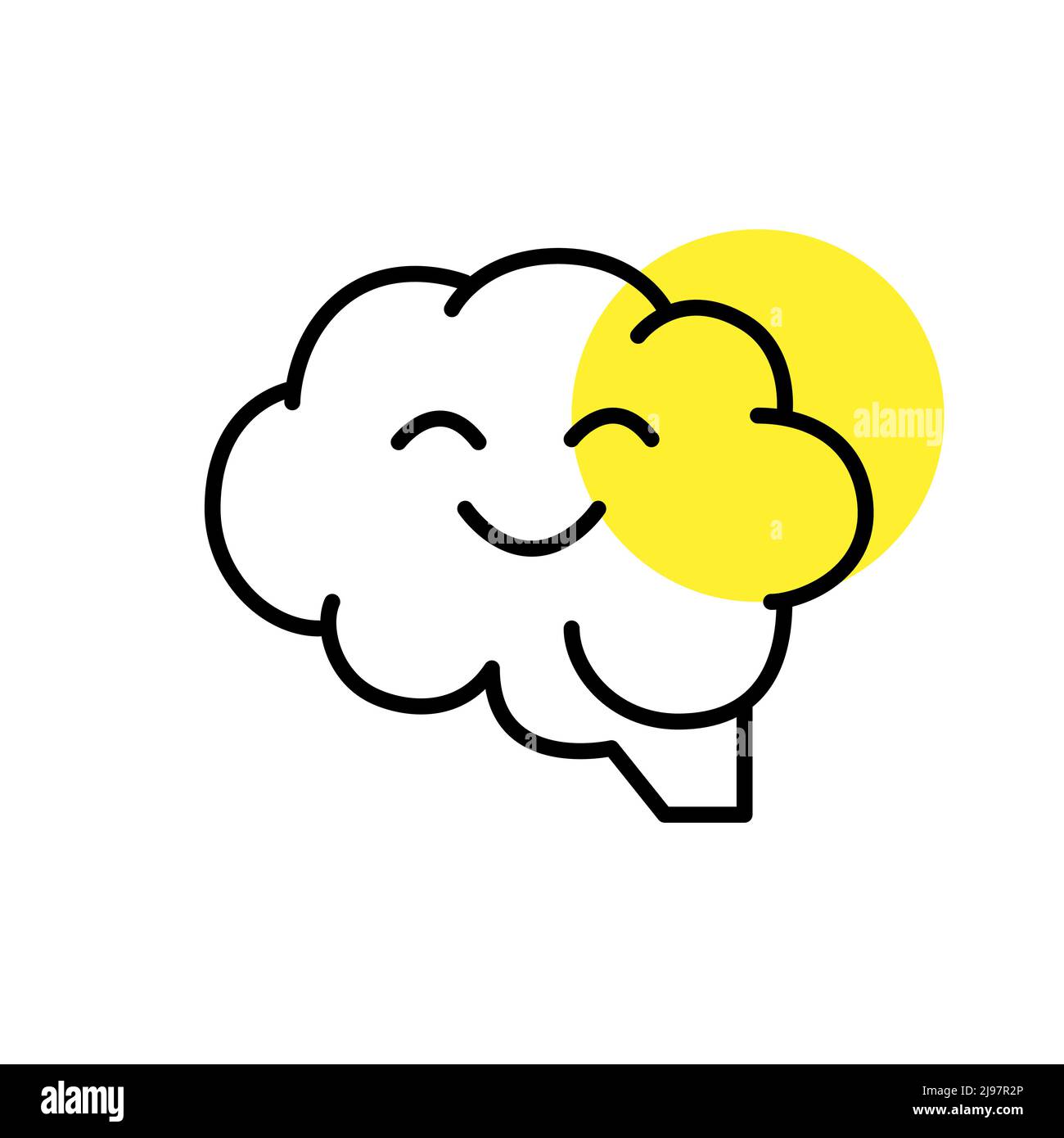 Happy brain as a good mental state. Pixel perfect, editable stroke line ...