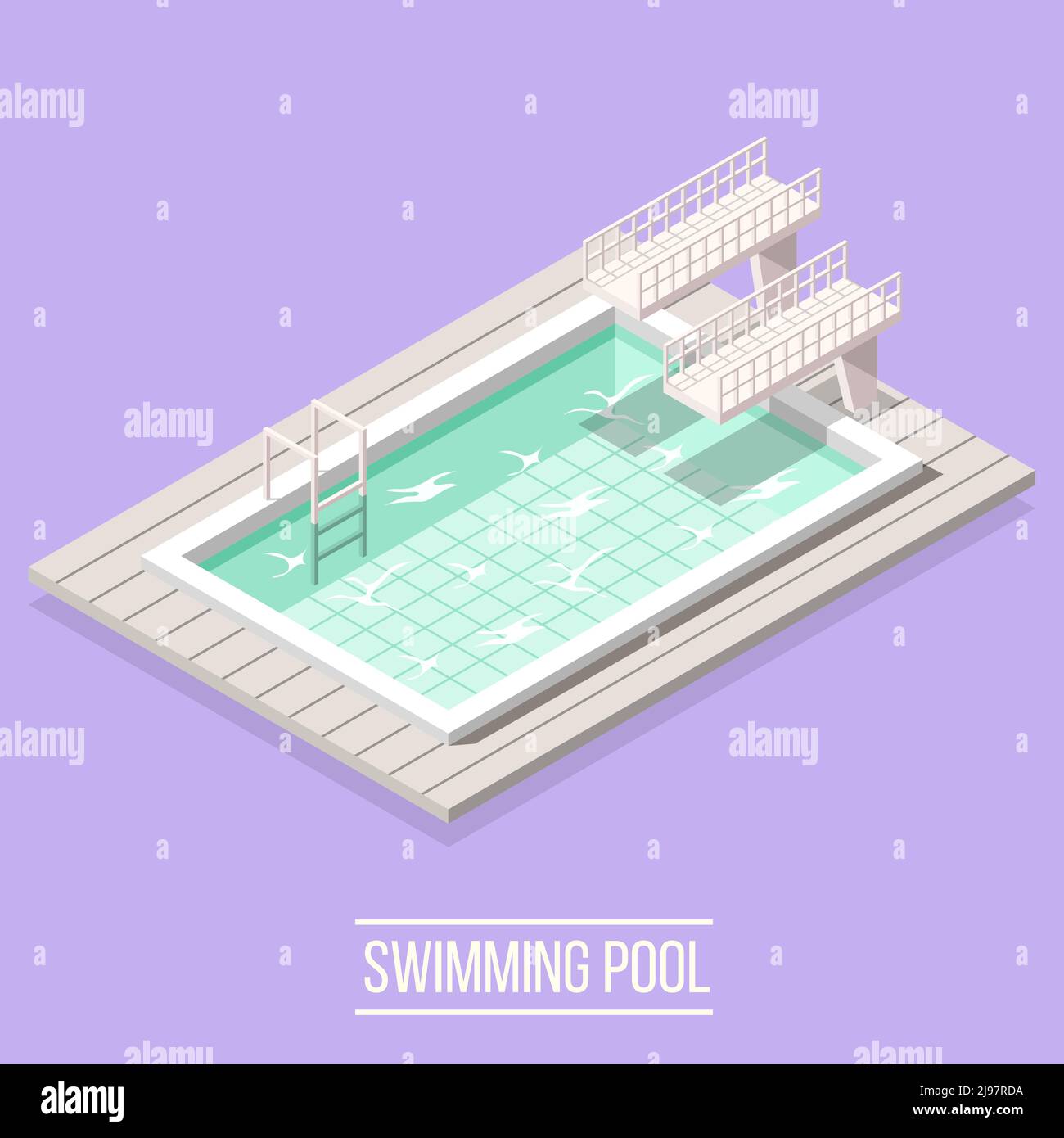 Isometric swimming pool composition with isolated image of piscine high ...
