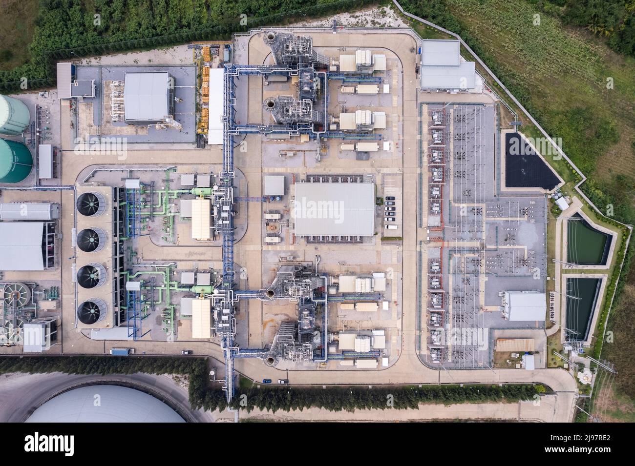 Aerial view of building infrastucture of industry power plant, smart ...