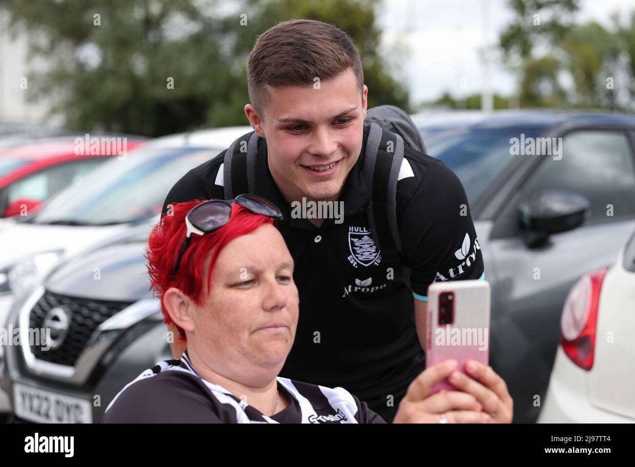 Cameron Scott #24 of Hull FC meets with the fans ahead of today's game ...