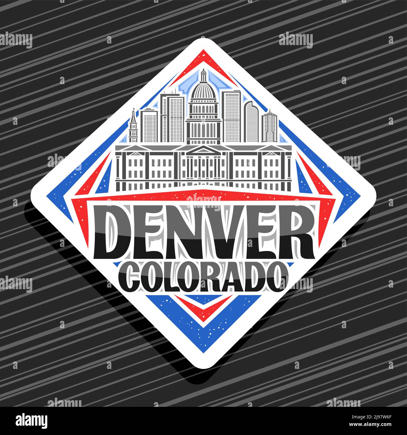 Vector logo for Denver, white road sign with simple line illustration ...