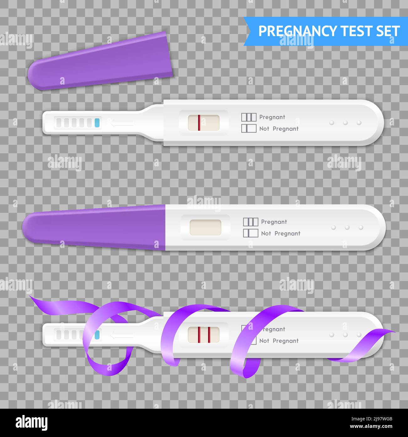 Early pregnancy 2 lines test kits realistic collection with lilac ...