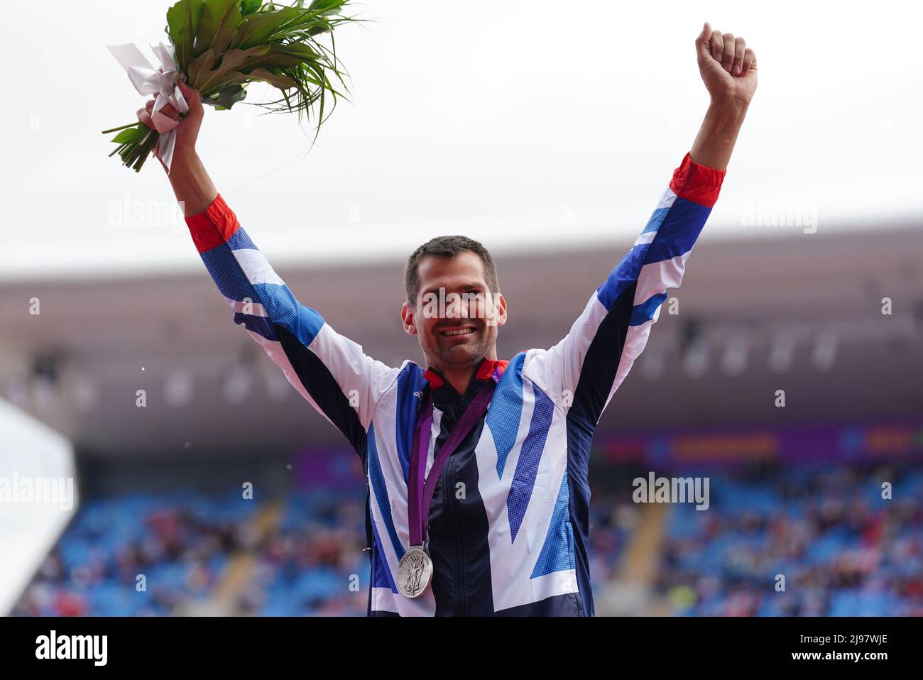 Robbie Grabarz receives his silver medal for the Men's high jump at the ...