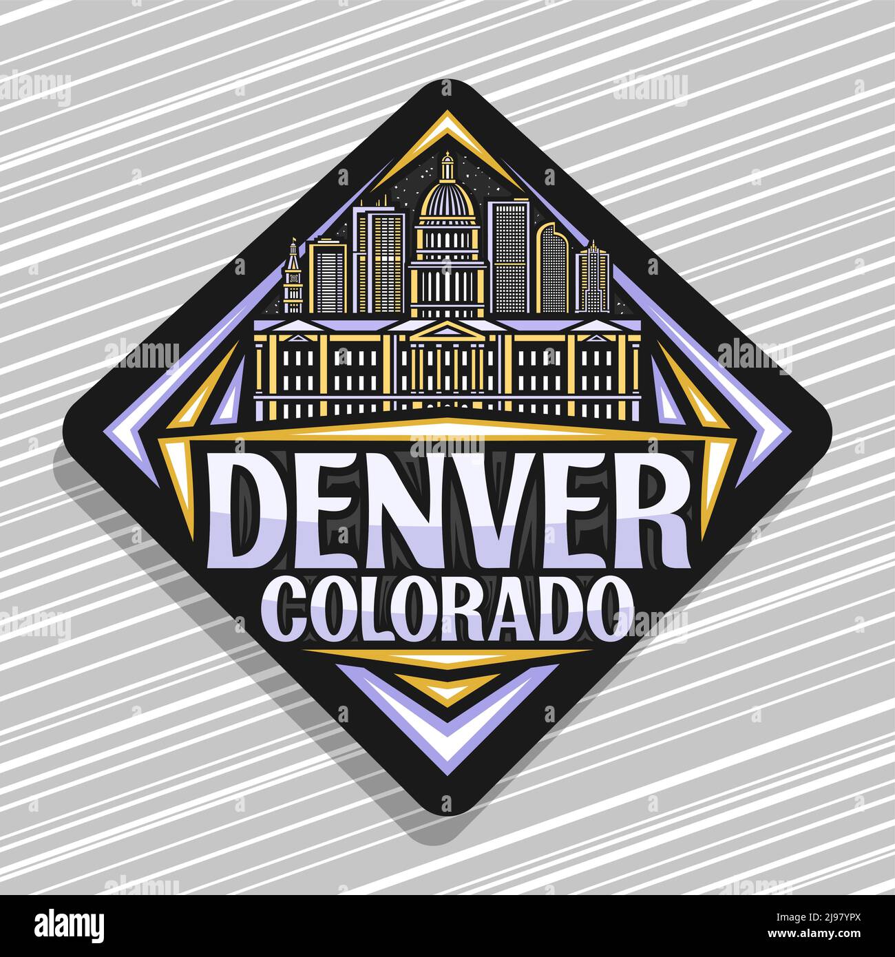 Vector logo for Denver, black rhombus road sign with outline ...