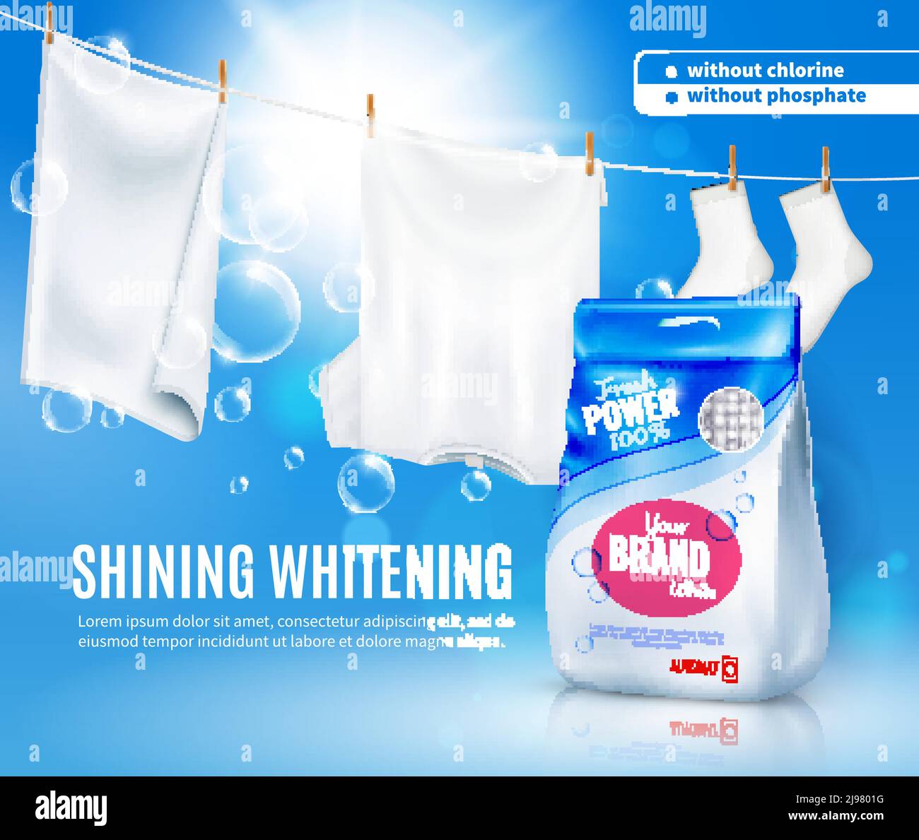 Realistic laundry detergent for automatic wash machine ad poster on ...