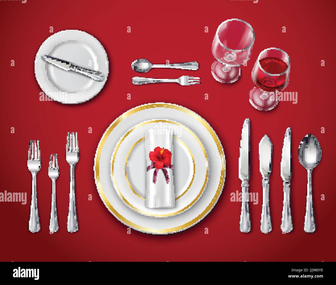 Table setting cutlery glass Stock Vector Images - Alamy