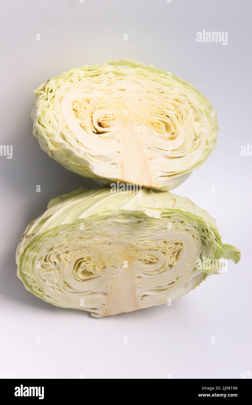 Fresh green cabbage isolated on white background Stock Photo - Alamy