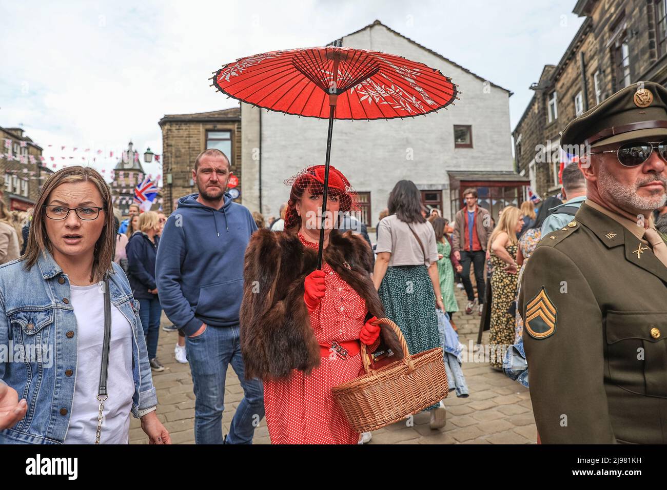 Howarth, UK. 21st May, 2022. The streets of Howarth are packed as ...