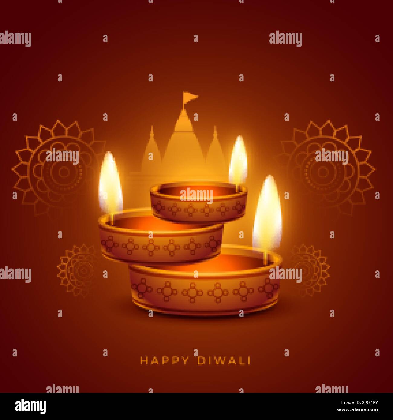realistic diwali festival diya card beautiful background Stock Vector ...
