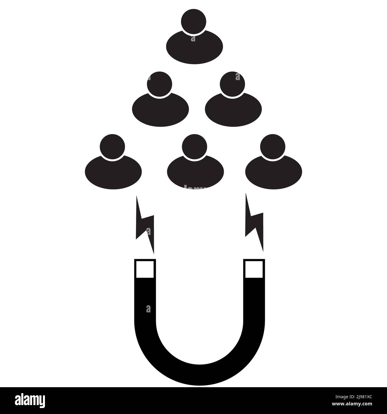 customer people attracting with magnet icon. customer retention icon ...