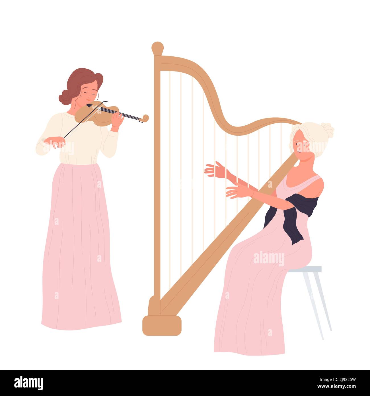 Playing musical instruments hobby. Orchestra artists, creative people ...