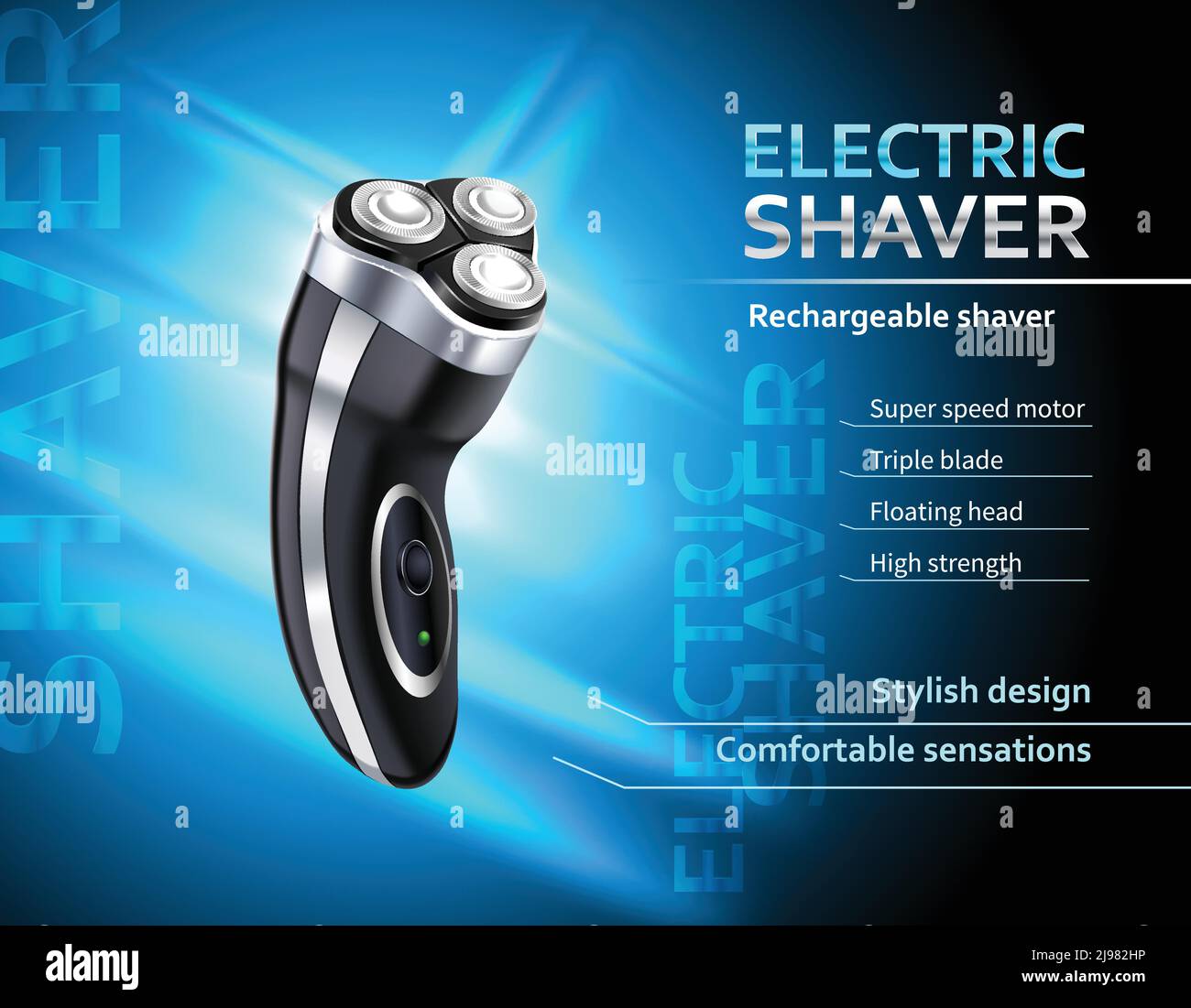 Realistic rechargeable electric shaver with speed motor advertising ...