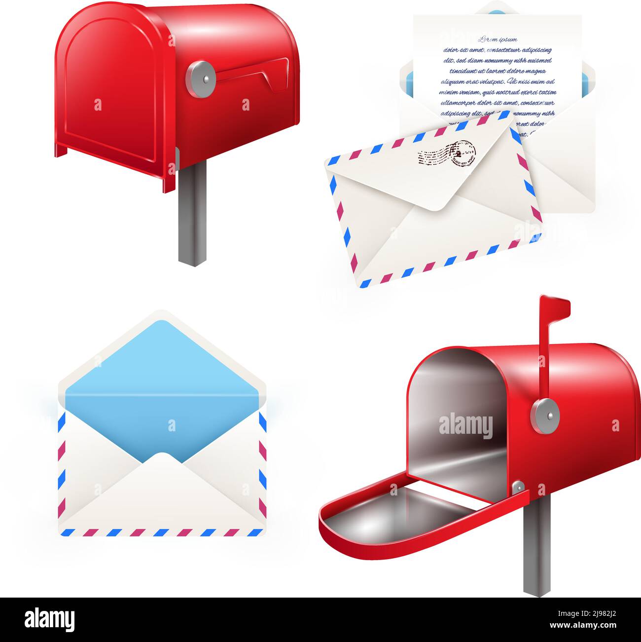 Realistic Postal Elements Set Stock Vector Image & Art - Alamy