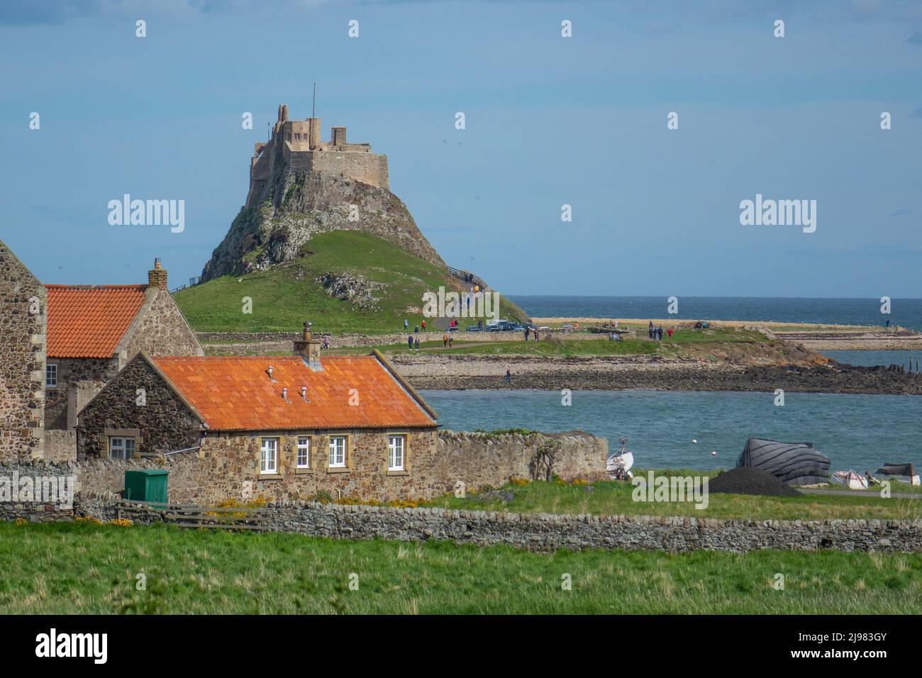 England, Northumberland, Lindisfarne, Holy island, castle Stock Photo ...