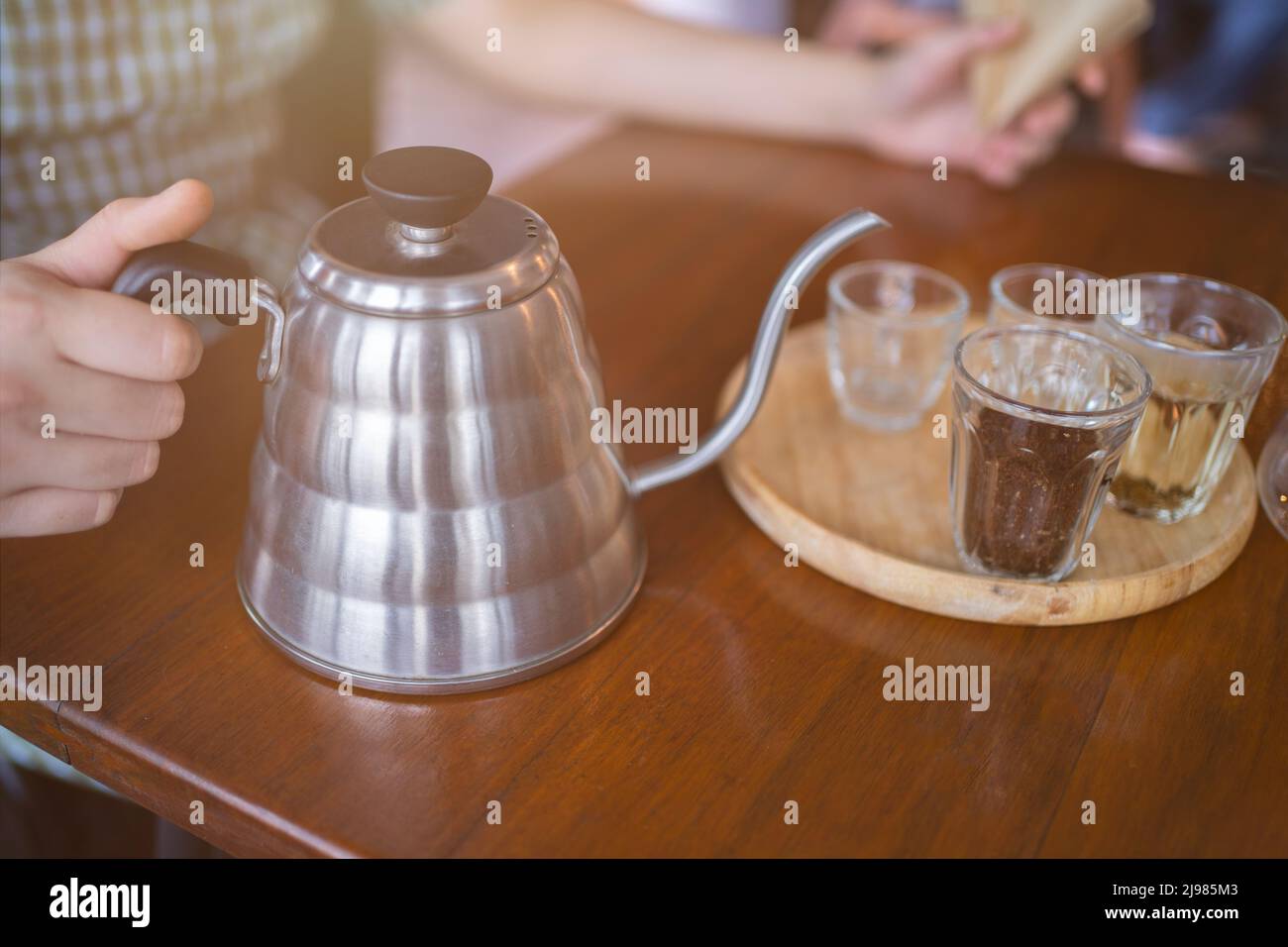 drip coffee. hot arabica coffee brew hand making process by ...