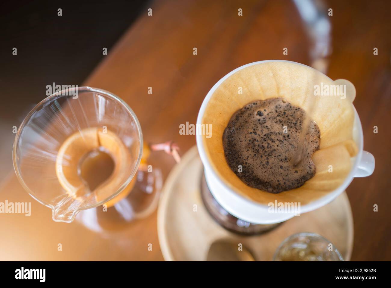 drip coffee. hot arabica coffee brew hand making process by ...