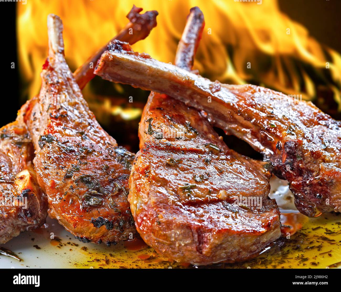 Lamb meat ribs grilled over hi-res stock photography and images - Alamy