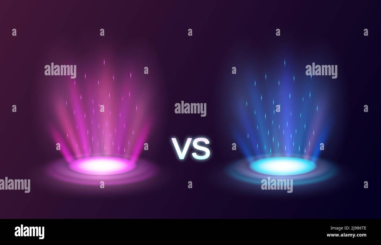 Realistic radiant magic portals pink vs blue with light effects on ...