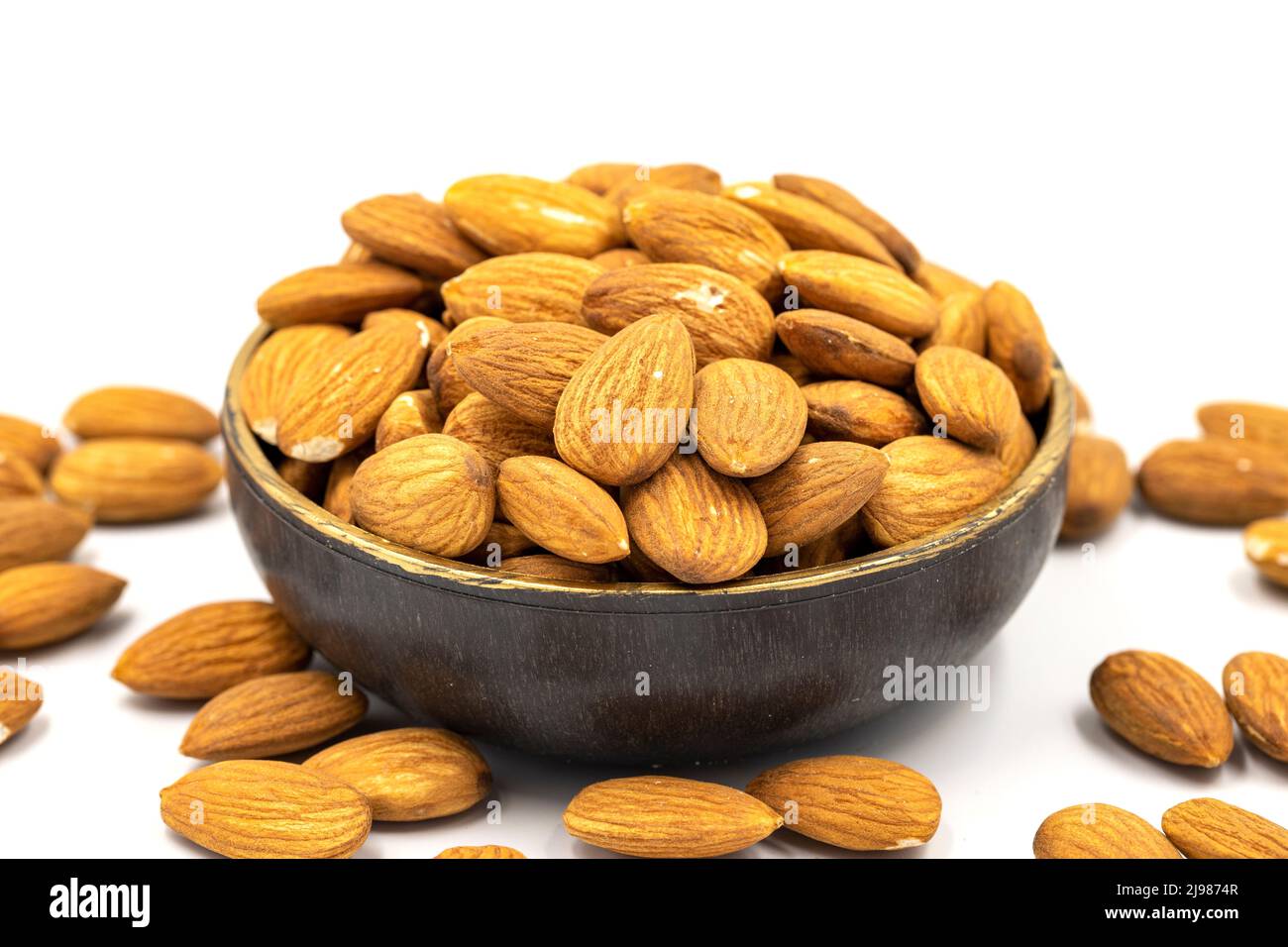 Almond nuts isolated on a white background. Organic nuts. close up ...