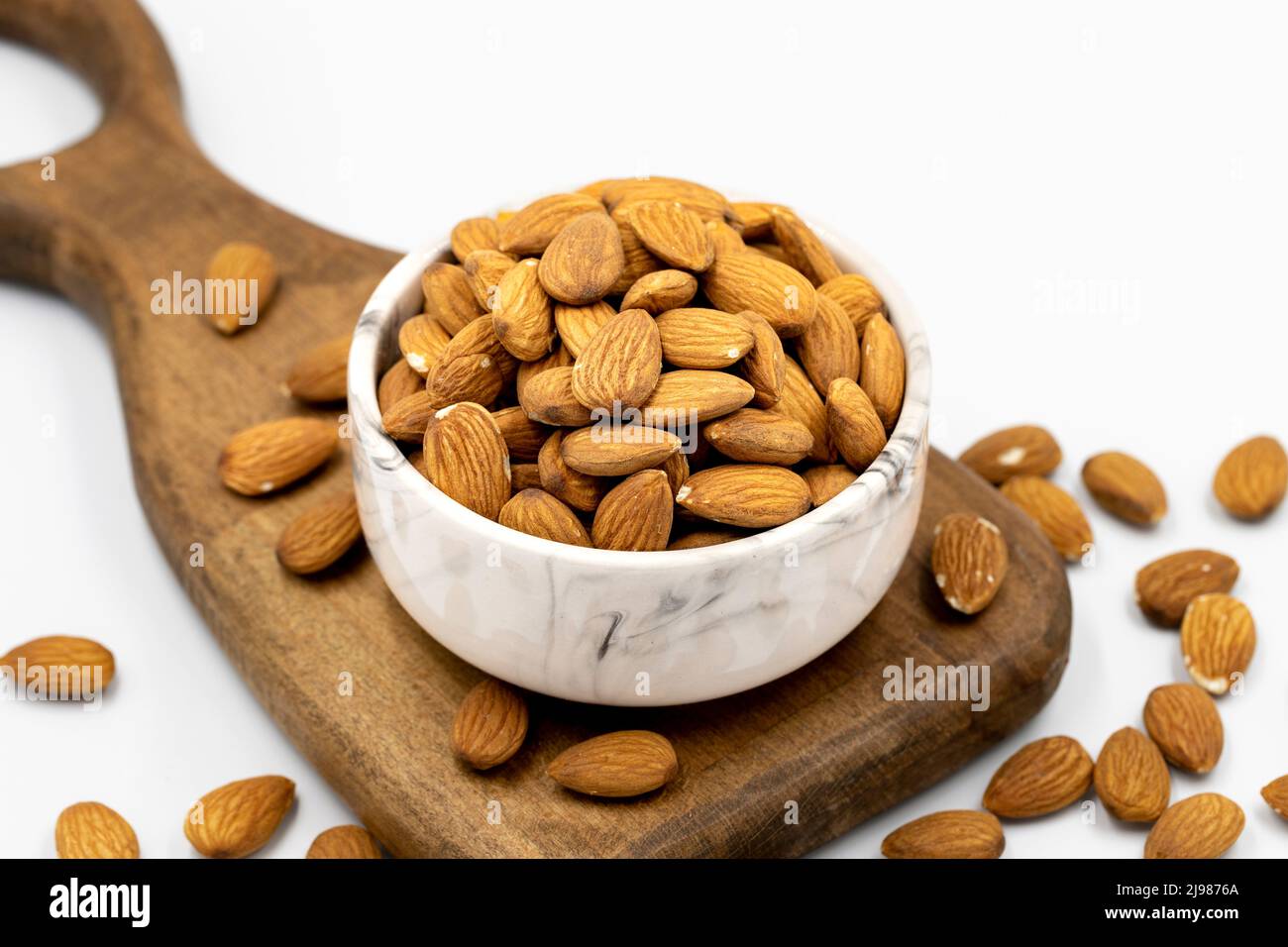 Almond nuts isolated on a white background. Organic nuts. close up ...