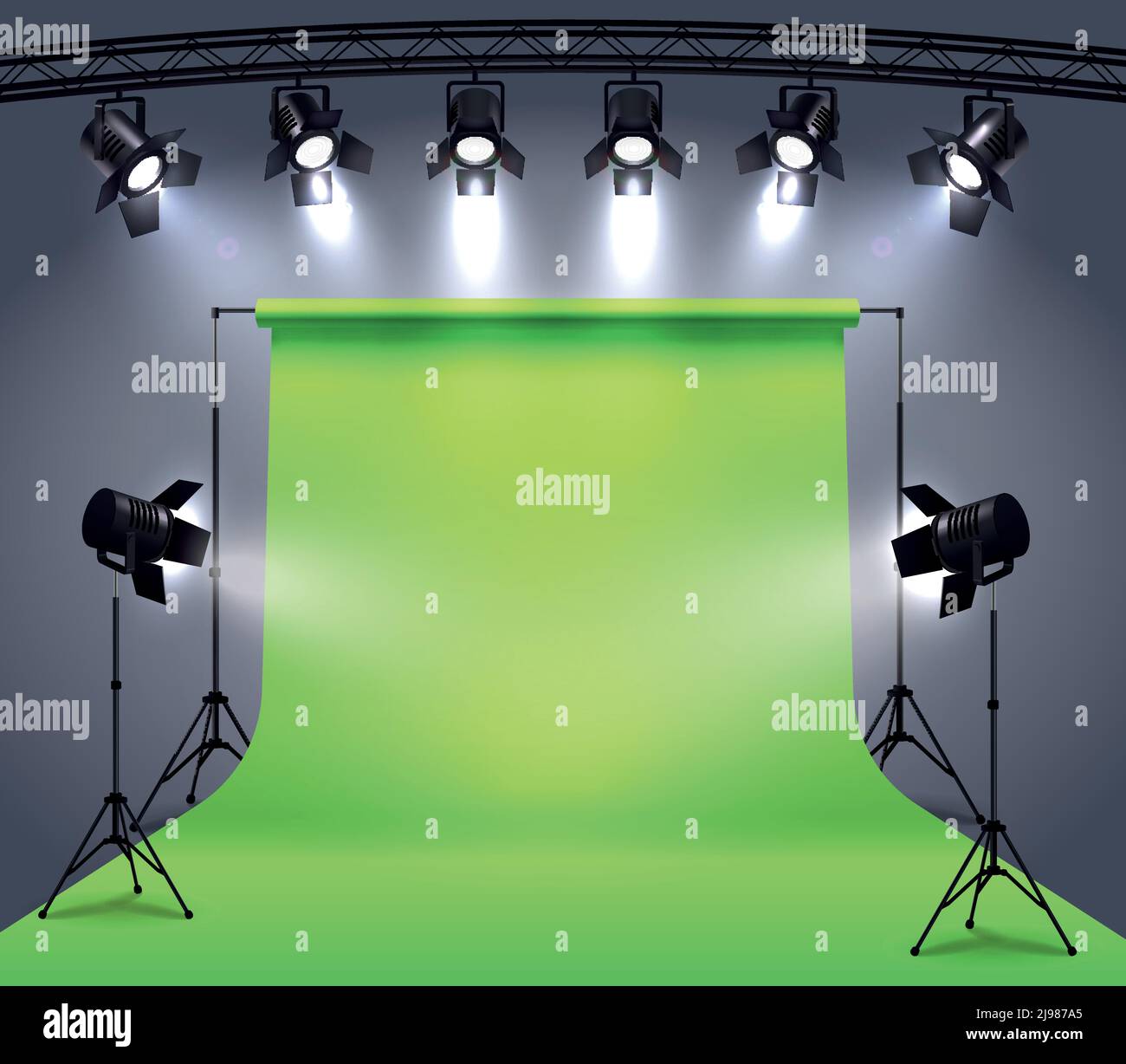 Spotlights realistic composition with photo shooting studio environment ...