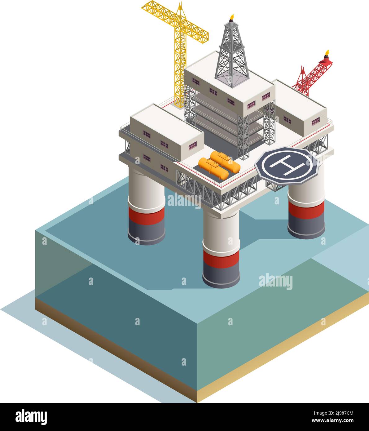 Raw oil extraction from under the sea bed deposits isometric ...