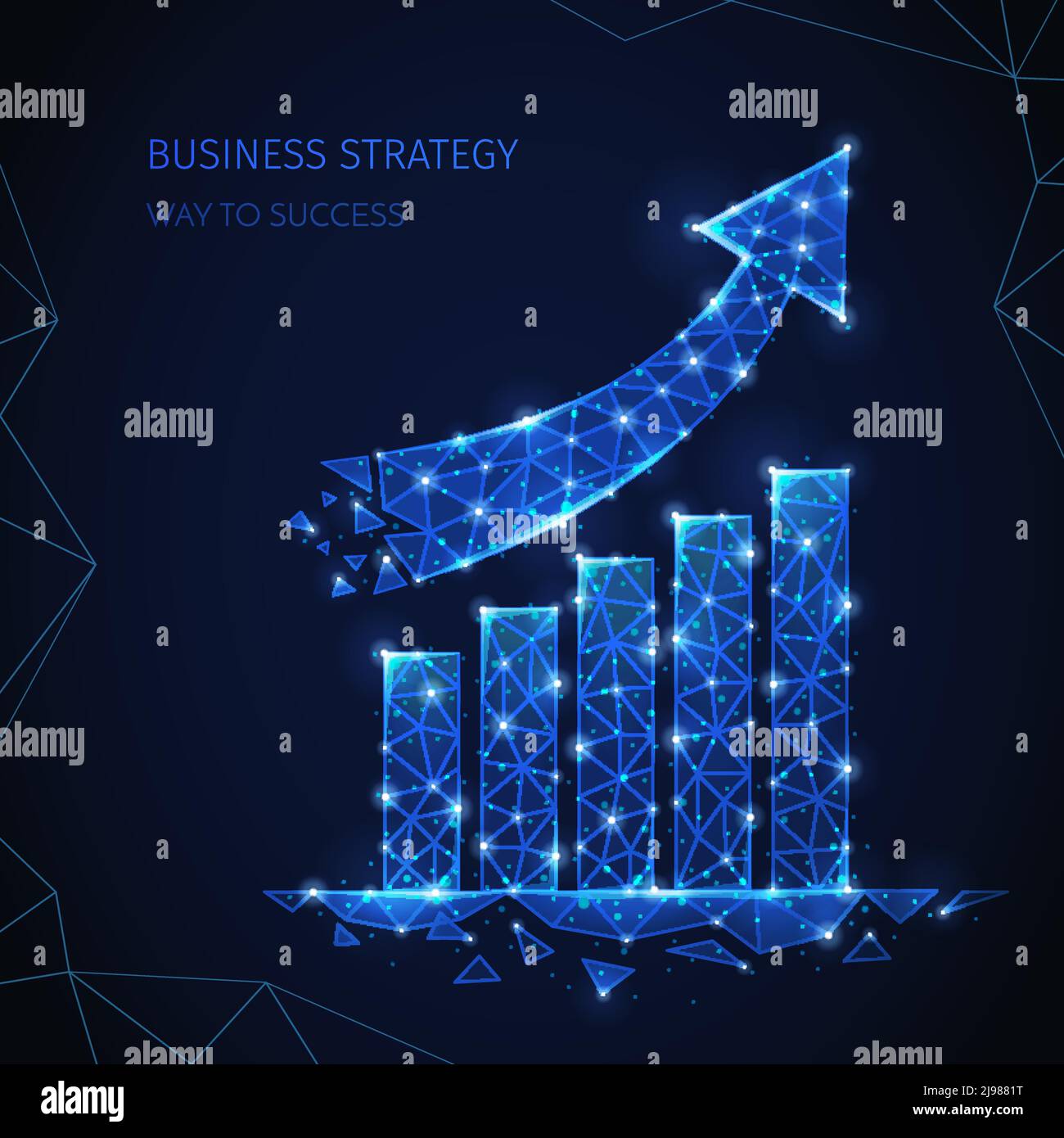 Polygonal wireframe business strategy composition with editable text ...