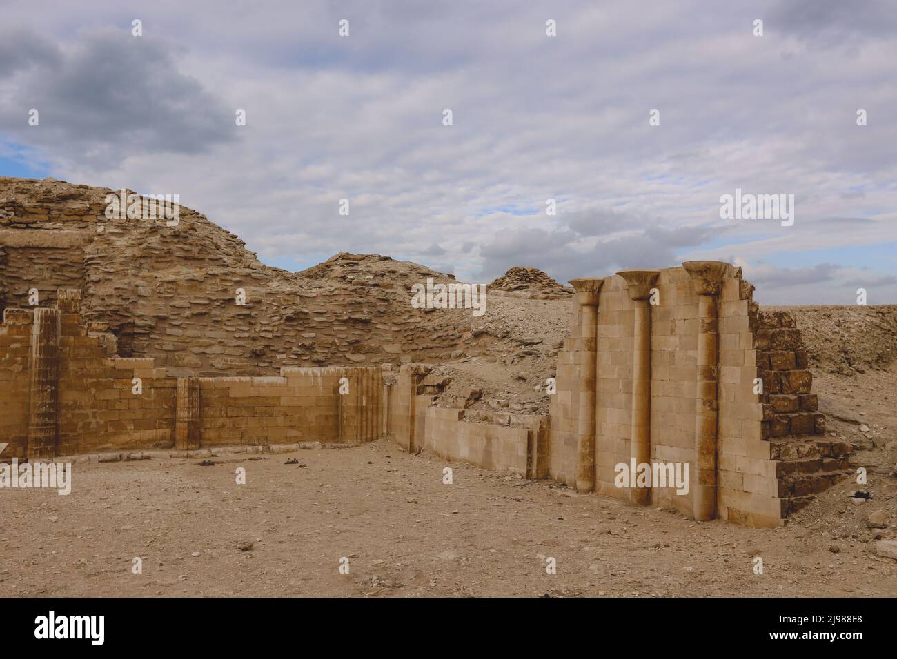 Ancient Ruins and Columns near the Funerary complex and Stepped Pyramid ...
