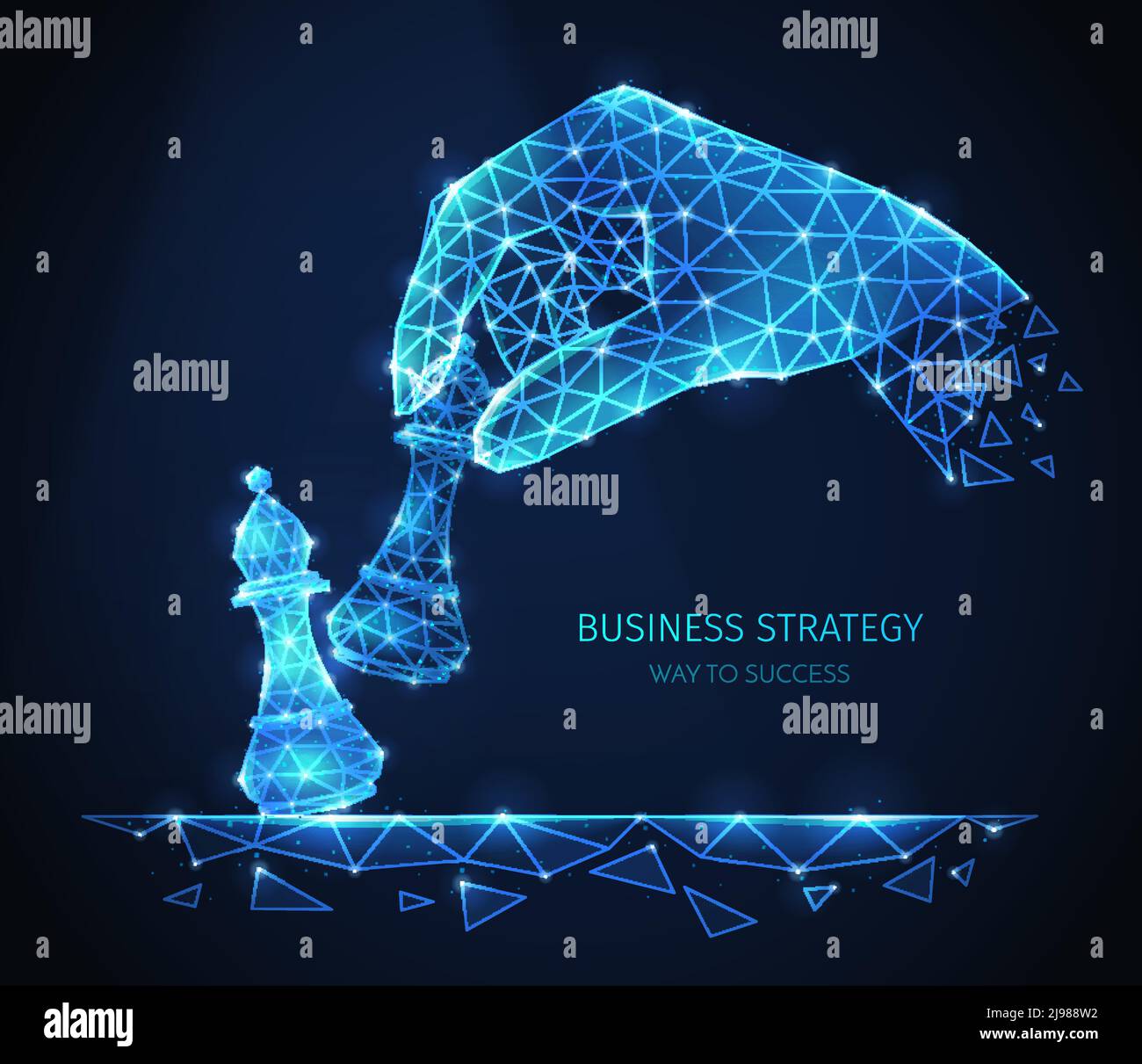 Polygonal wireframe business strategy composition with glittering ...