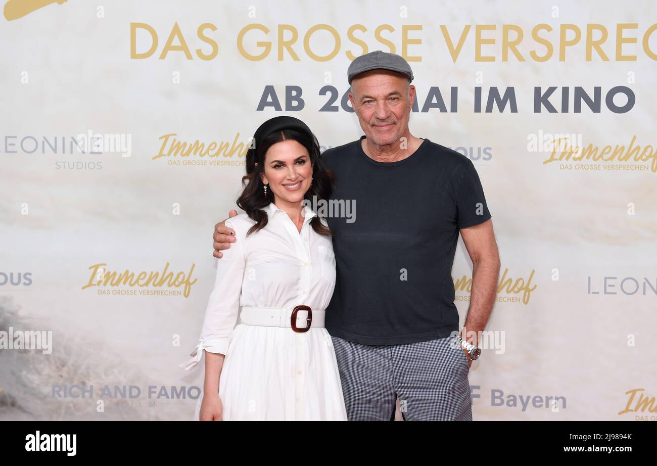 Munich, Germany. 21st May, 2022. Actor Heiner Lauterbach and his wife Viktoria show off at the ...