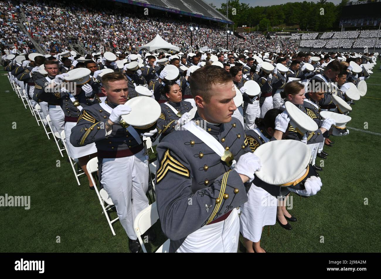 New York, USA. 21st May, 2022. USMA Corps of Cadets remove their ...