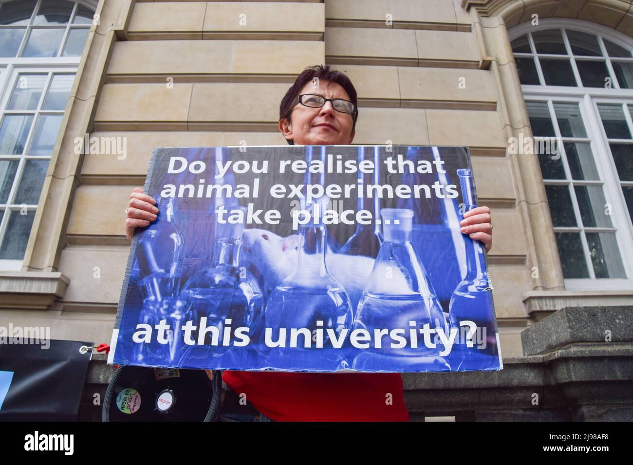 London, UK. 21st May 2022. Animal rights activists gathered outside ...