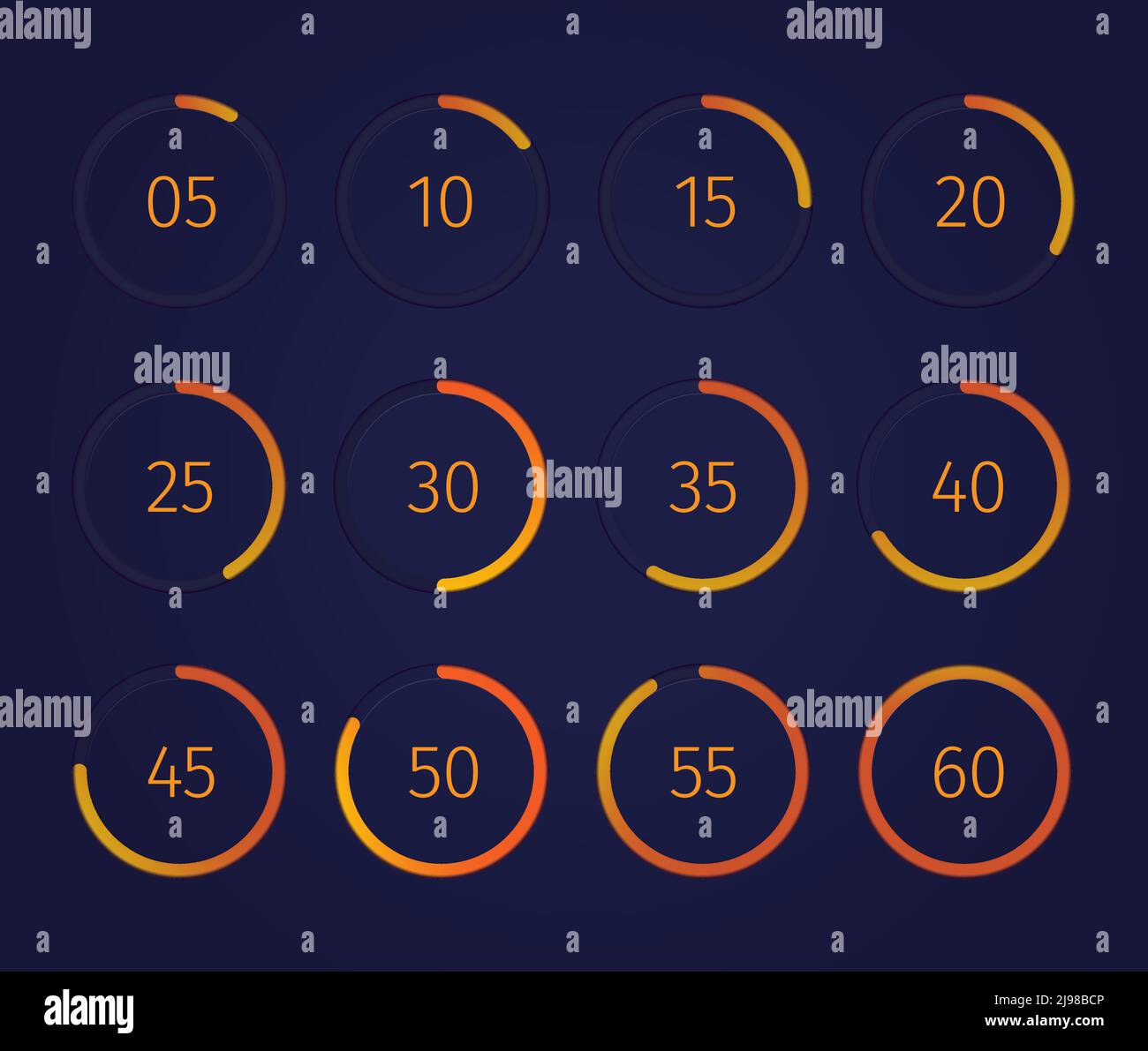 Digital clock timer set with modern technology symbols realistic ...