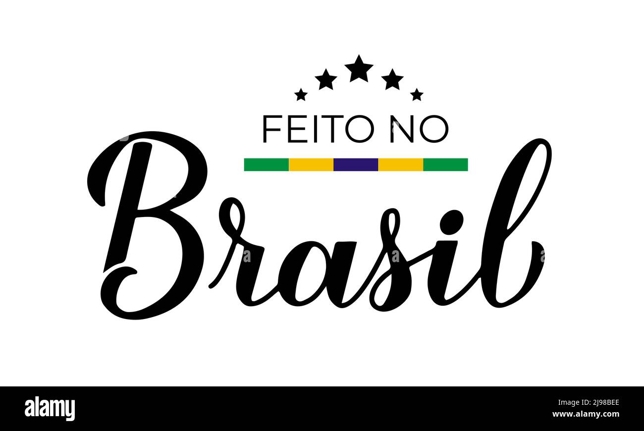 Made in Brazil handwritten label in Portuguese language. Calligraphy ...