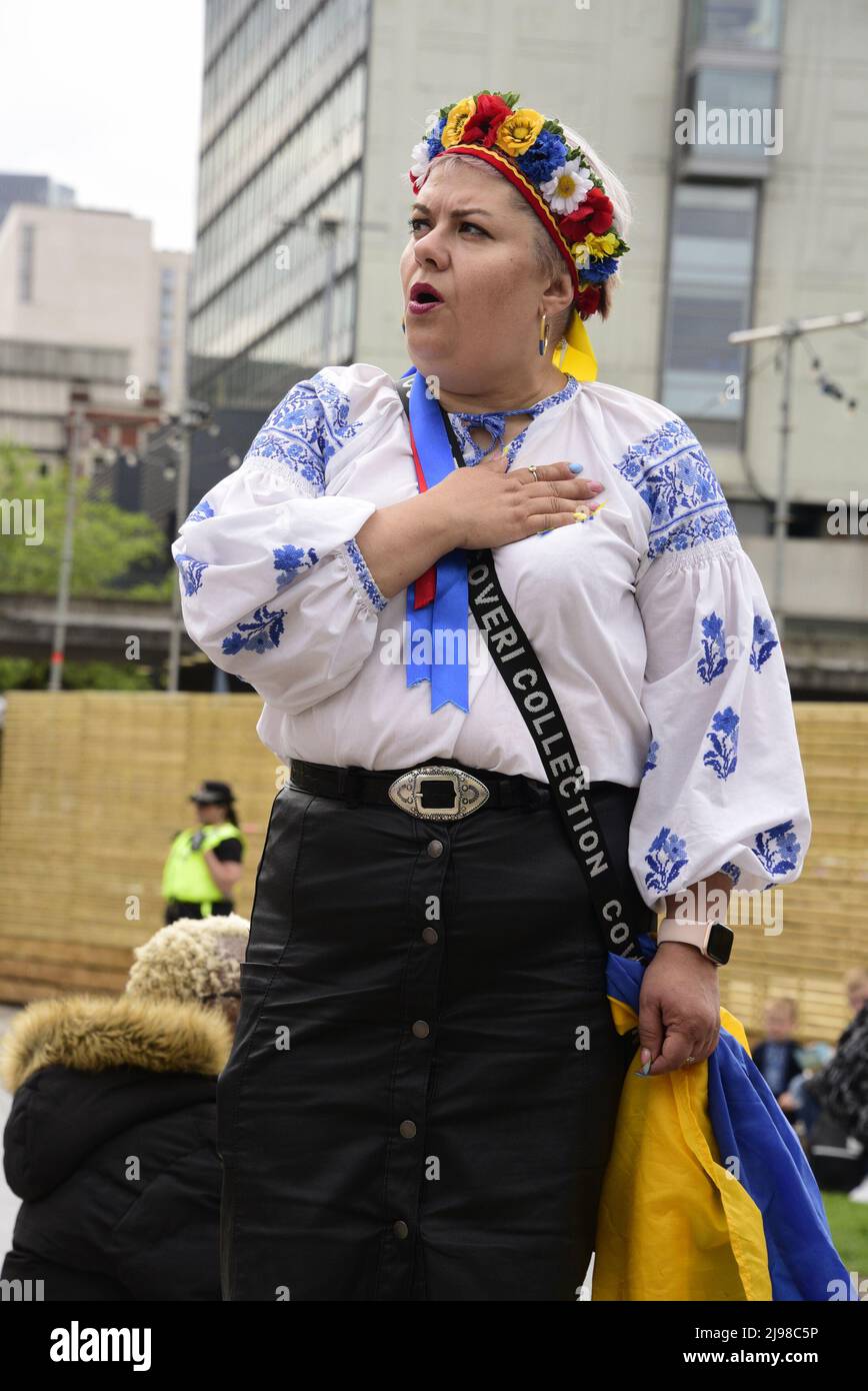 Manchester, UK, 21st May, 2022. “Stand with Ukraine” anti-war rally and ...