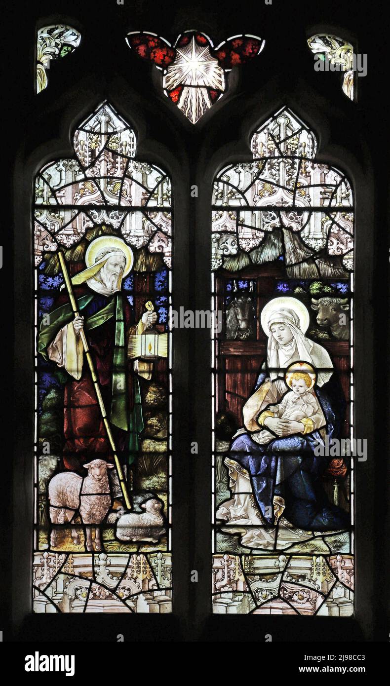 Stained glass window by Percy Bacon & Brothers depicting The Nativity ...