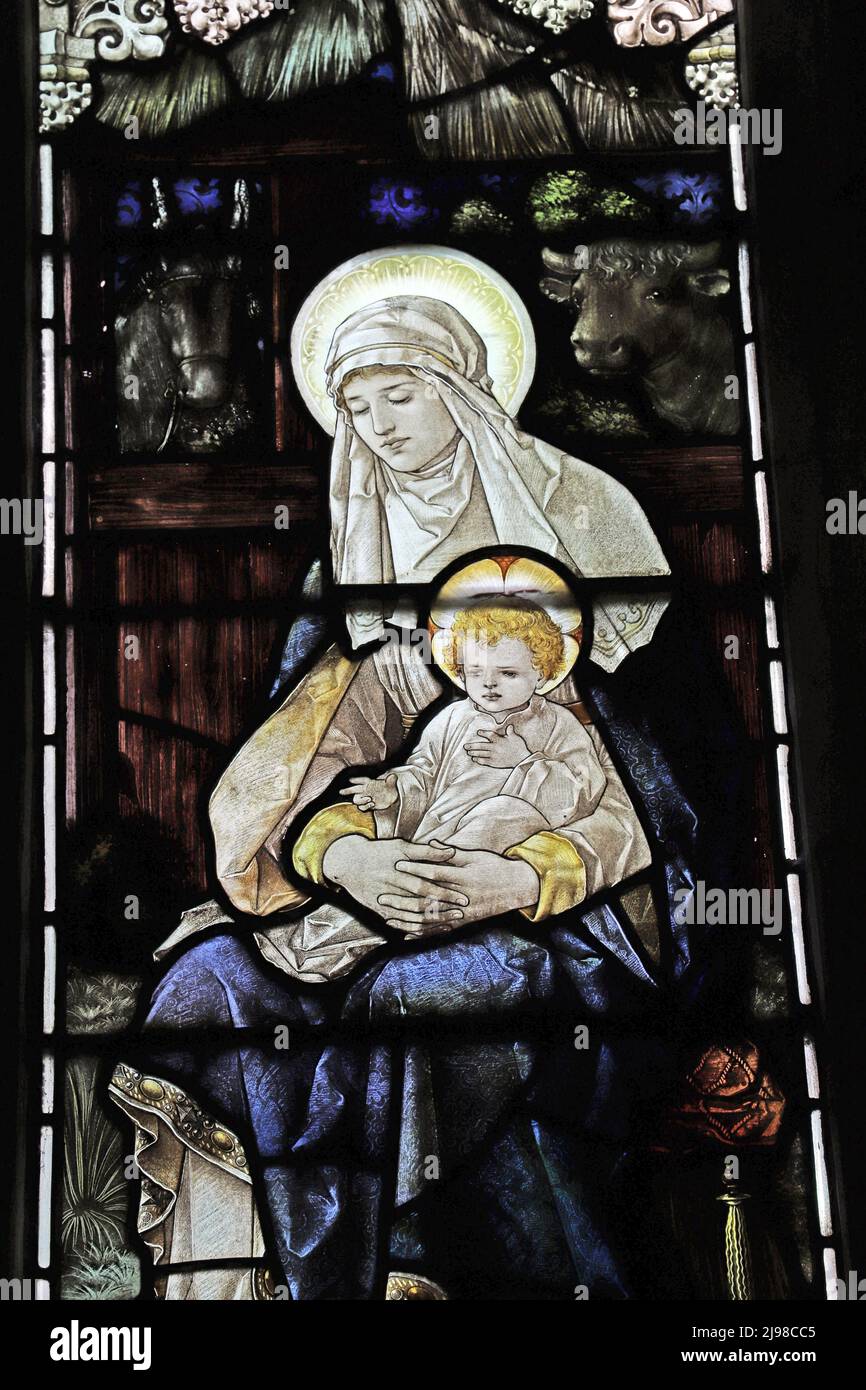 Stained glass window by Percy Bacon & Brothers depicting The Nativity ...