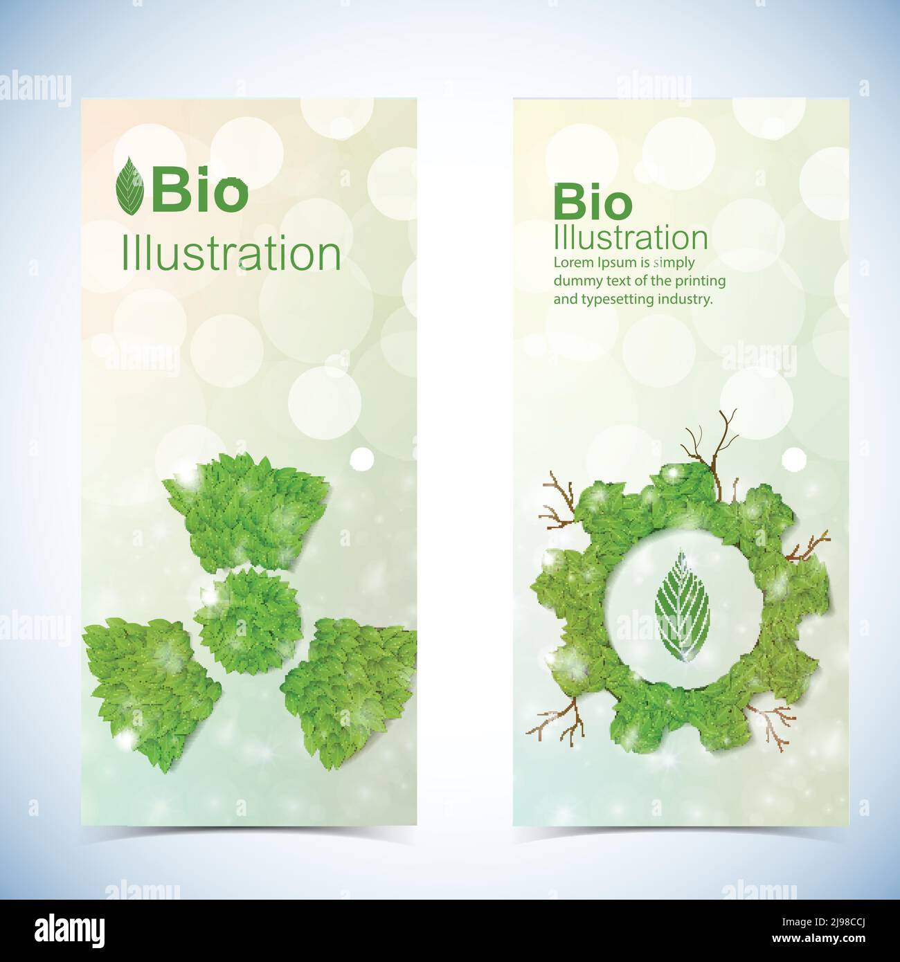 Nature abstract eco banners set with bio power symbols isolated vector ...