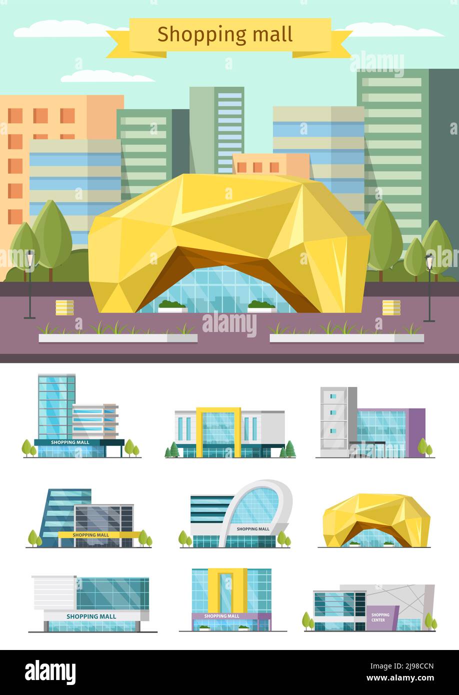 Orthogonal concept with shopping mall and environment design and set of ...