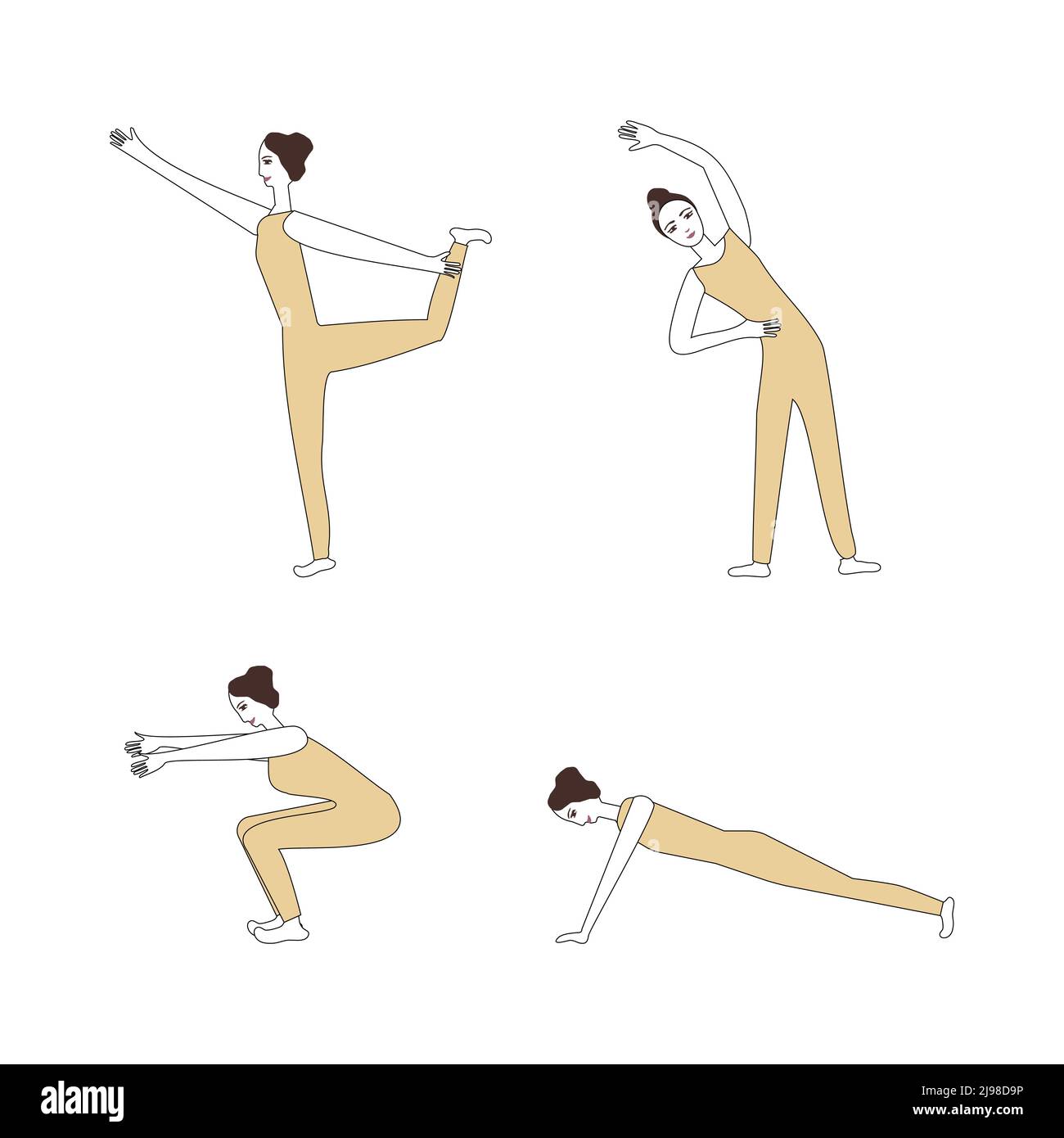 Girls doing exercises vector set Stock Vector Image & Art - Alamy