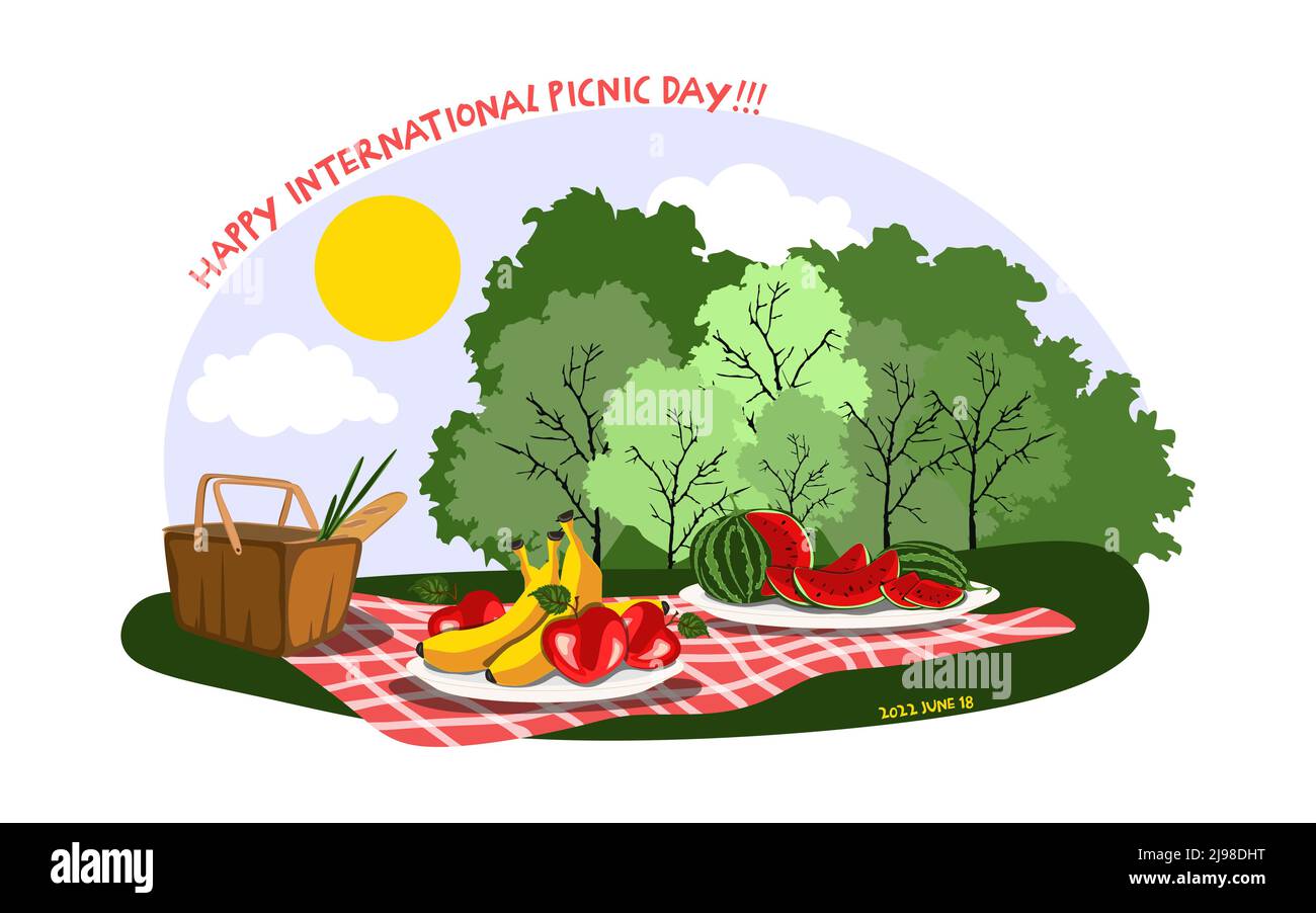International and national picnic day vector illustration. Happy picnic ...