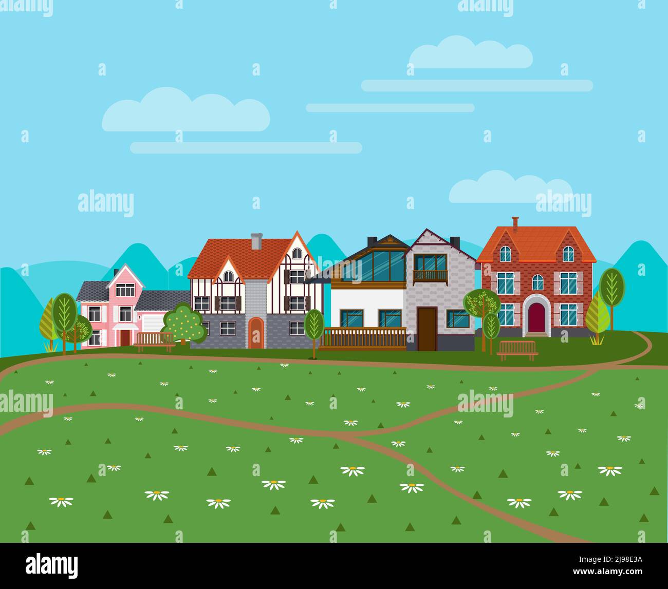 Flower and suburban Stock Vector Images - Alamy