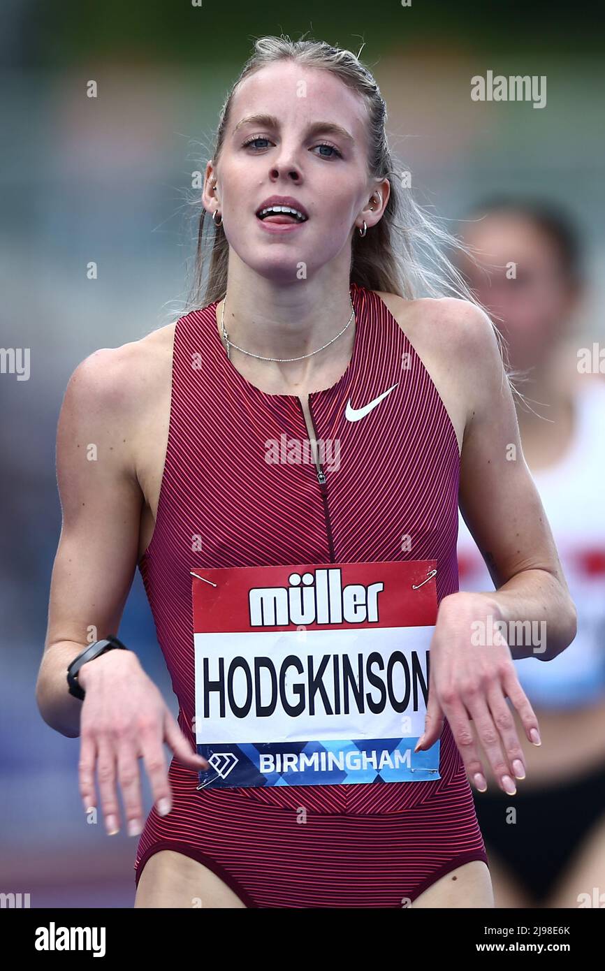 Keely Hodgkinson celebrates as she wins the 800m Women during the ...
