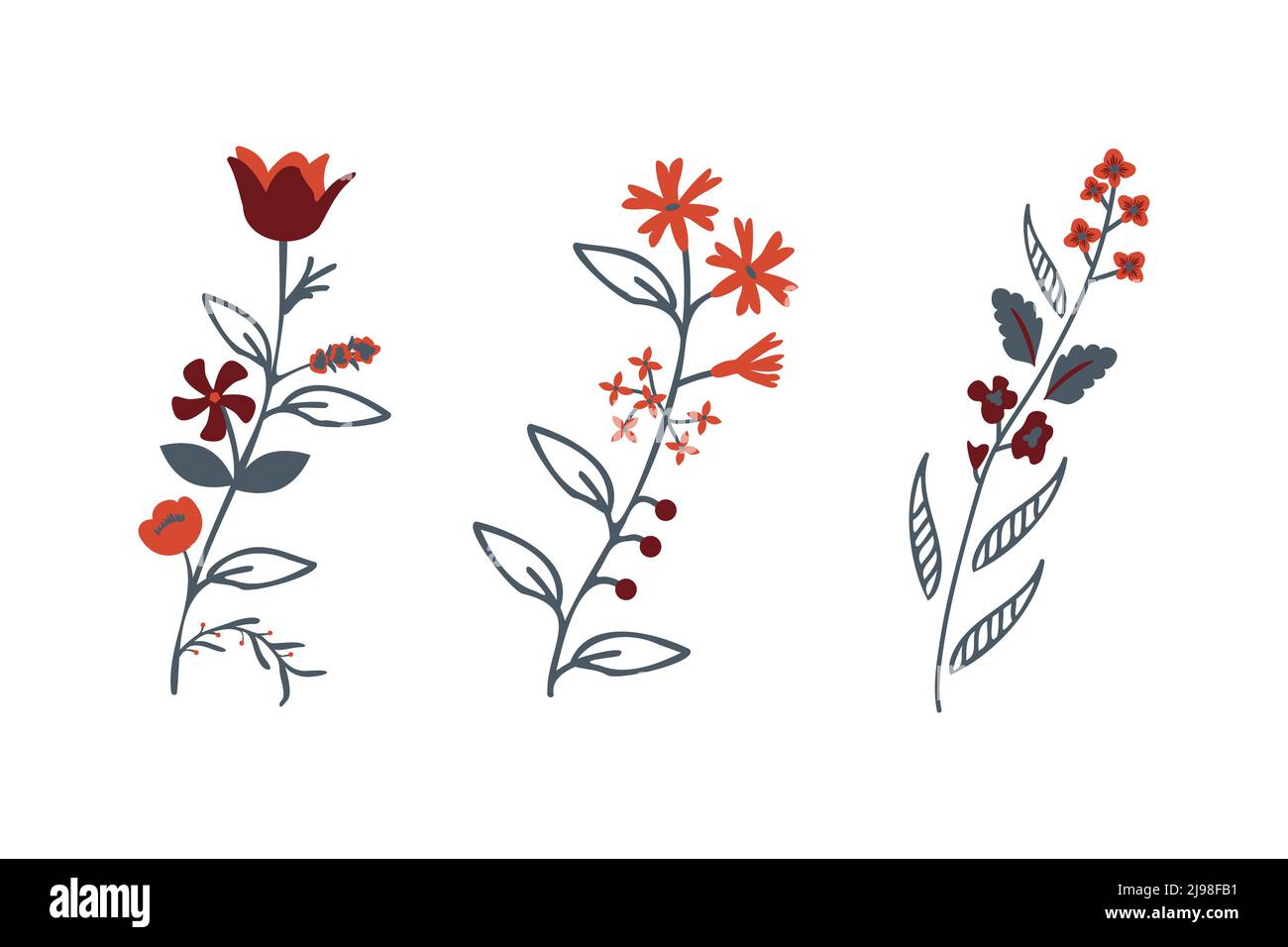 Three isolated vector floral elements Stock Vector Image & Art - Alamy